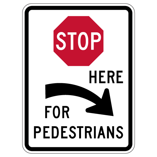 R1-5c STOP Here For Pedestrians Right Arrow Sign - 18x24 ...