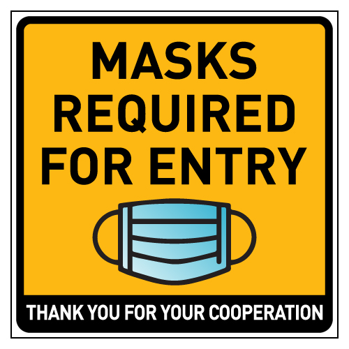 Label - Mask Required For Entry - 8x8 (Pack of 3) | StopSignsandMore.com