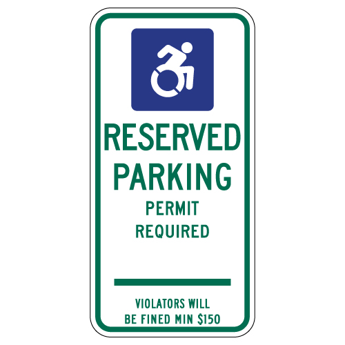 Connecticut Handicap Parking Sign with Active ISA - No Arrow - 12x24 ...