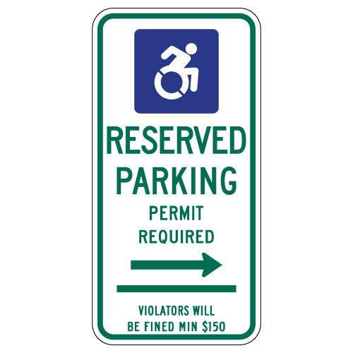 Connecticut Handicap Parking Sign with Active ISA - Right Arrow - 12x24 ...