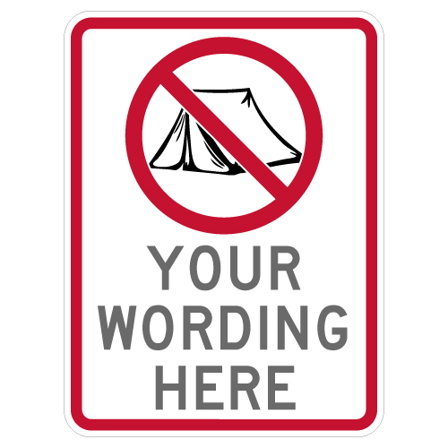 Semi-Custom No Camping Sign - 18x24 | StopSignsandMore.com