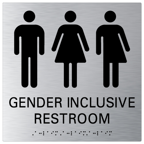 ADA Gender Inclusive Restroom Wall Sign - 9x9 - Brushed Aluminum ...