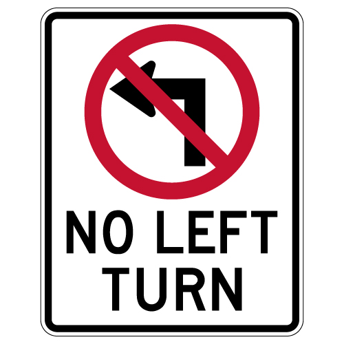 No Left Turn with Symbol Sign - DG3 - 24x30 | StopSignsandMore.com
