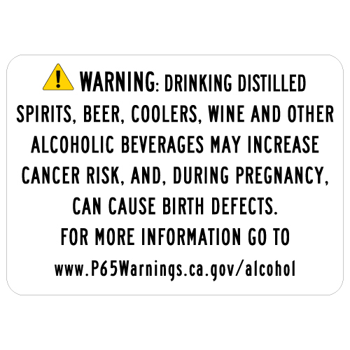Proposition 65 Alcoholic Beverages Exposure Warning Sign - 14x10 ...